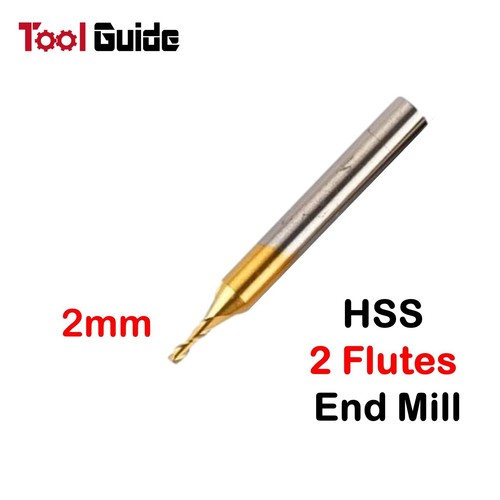 2mm 2 Flutes End Mill Cutter, M2 HSS Titanium Coated, CNC Milling ...