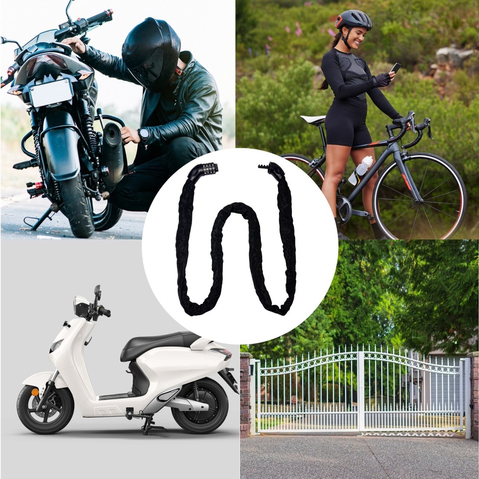 Motorcycle Bike Bicycle Heavy Duty Chain Lock Combination Code Padlock ...