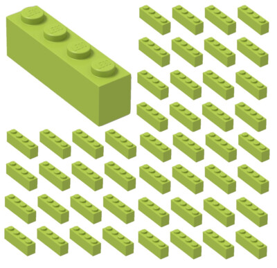 ☀️NEW LEGO 50x LIME GREEN Bricks 1x4 Building Block Pieces Bulk Lot ...