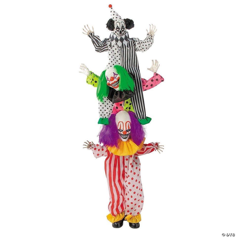 CHECK IT! HALLOWEEN 2025 PROP 5'10 Stack of Circus Clowns Animated EYES ...