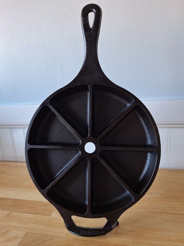 Restored Cracker Barrel Lodge Cast Iron Skillet 8 Wedge Cornbread Pan ...