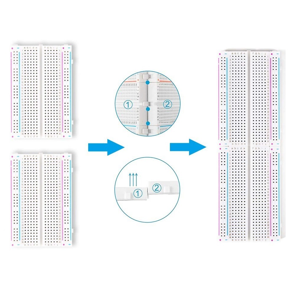 Versatile 400 Point Breadboards with Self-Adhesive Base for Clean ...