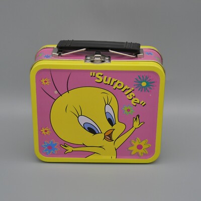 Vtg 2000 Tweety Bird MINI Tin Lunch Box Warner Bros Metal Stash ...