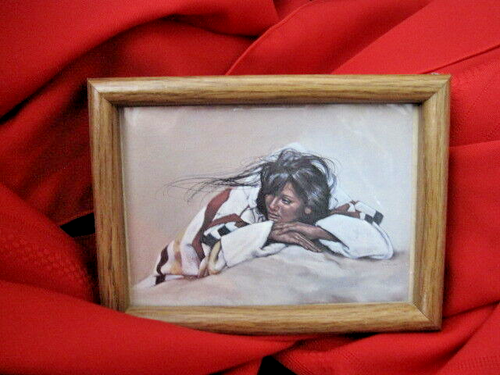 Small Wooden Framed Women in Waiting Print signed | eBay