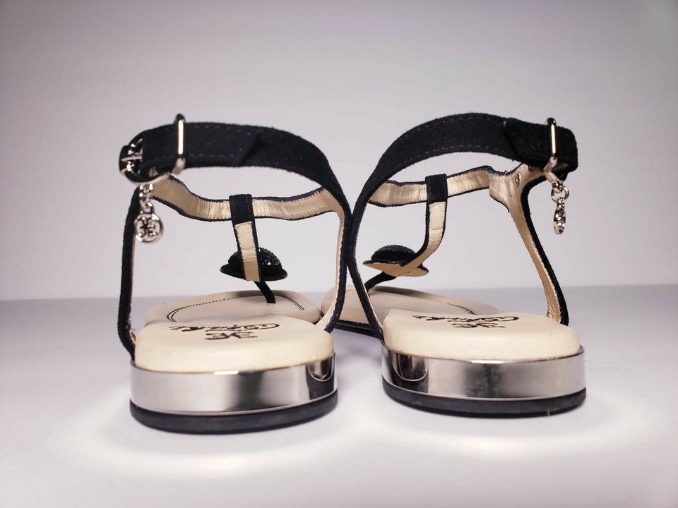 Fabi Women's Authentic Italian Black Suede Thong-Sandals With ...