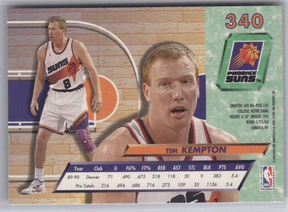 1992-93 Ultra Phoenix Suns Basketball Card #340 Tim Kempton | eBay