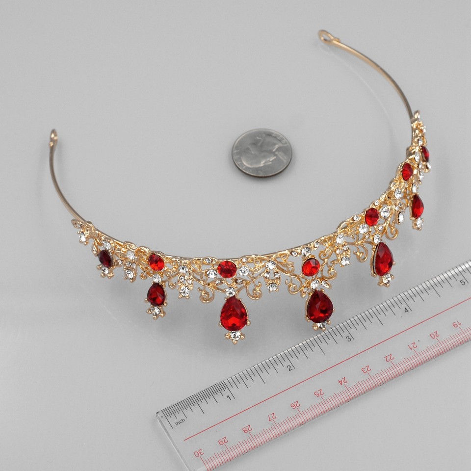 Wedding Red Austrian Crystal Rhinestone Tiara Crown Bridal Pageant ...