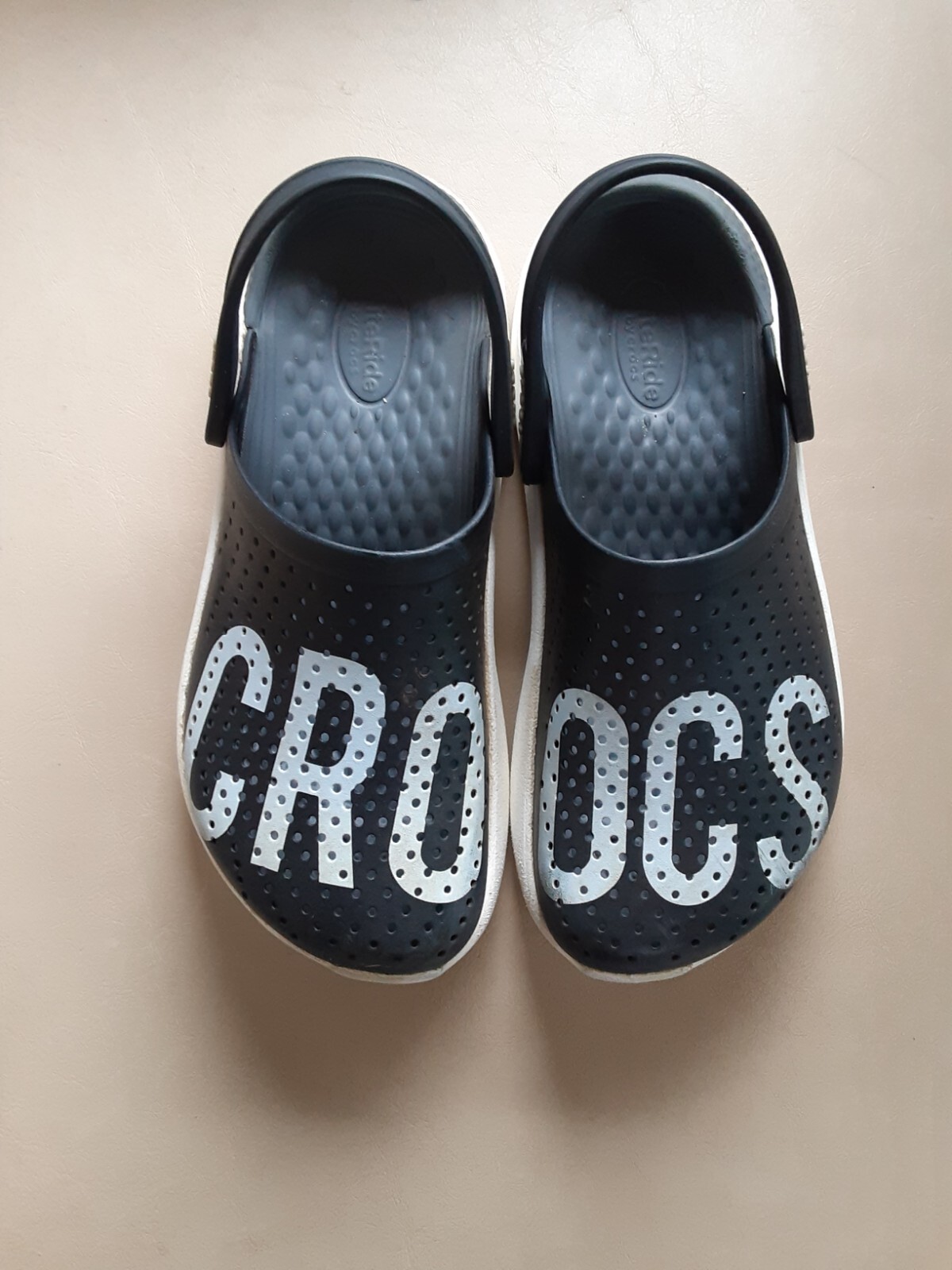 Crocs LiteRide Logo Mania Black & White Clog Size 6 S… - Gem