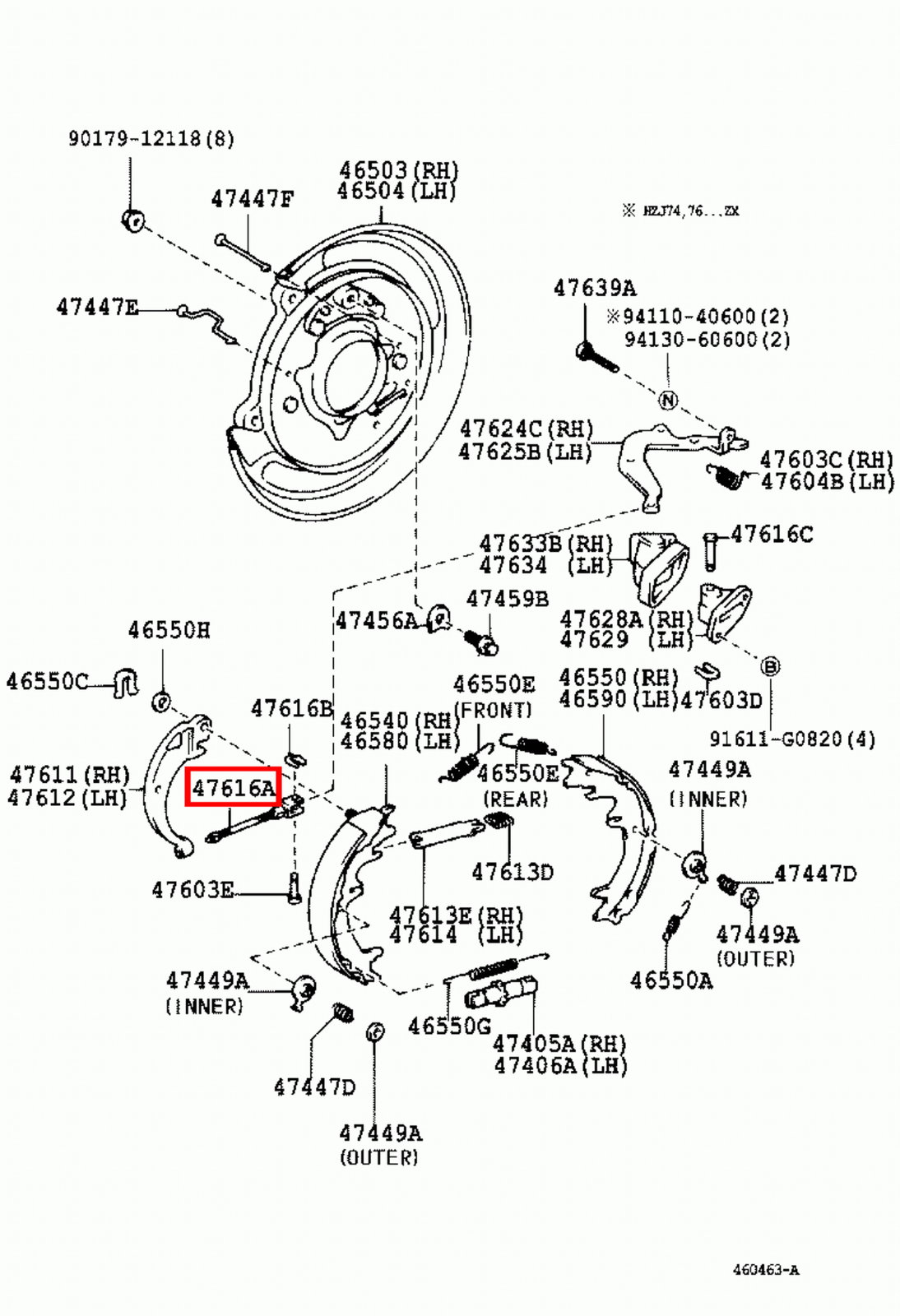 Genuine LandCruiser HZJ76 HZJ75 HZJ74 Backing Plate Hand Park Brake ...