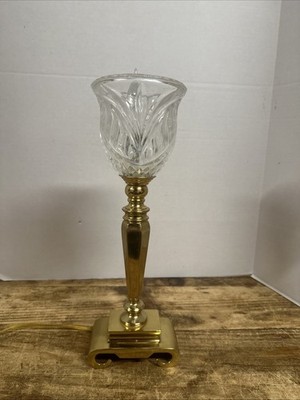 Torchiere Crystal And Brass/Gold Vintage Lamp -Cut Crystal Heavy 16 ...