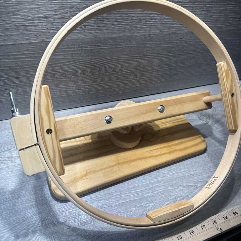 Vintage Wood Embroidery Hoop Stand Adjustble Rotating Craft Tabletop | eBay