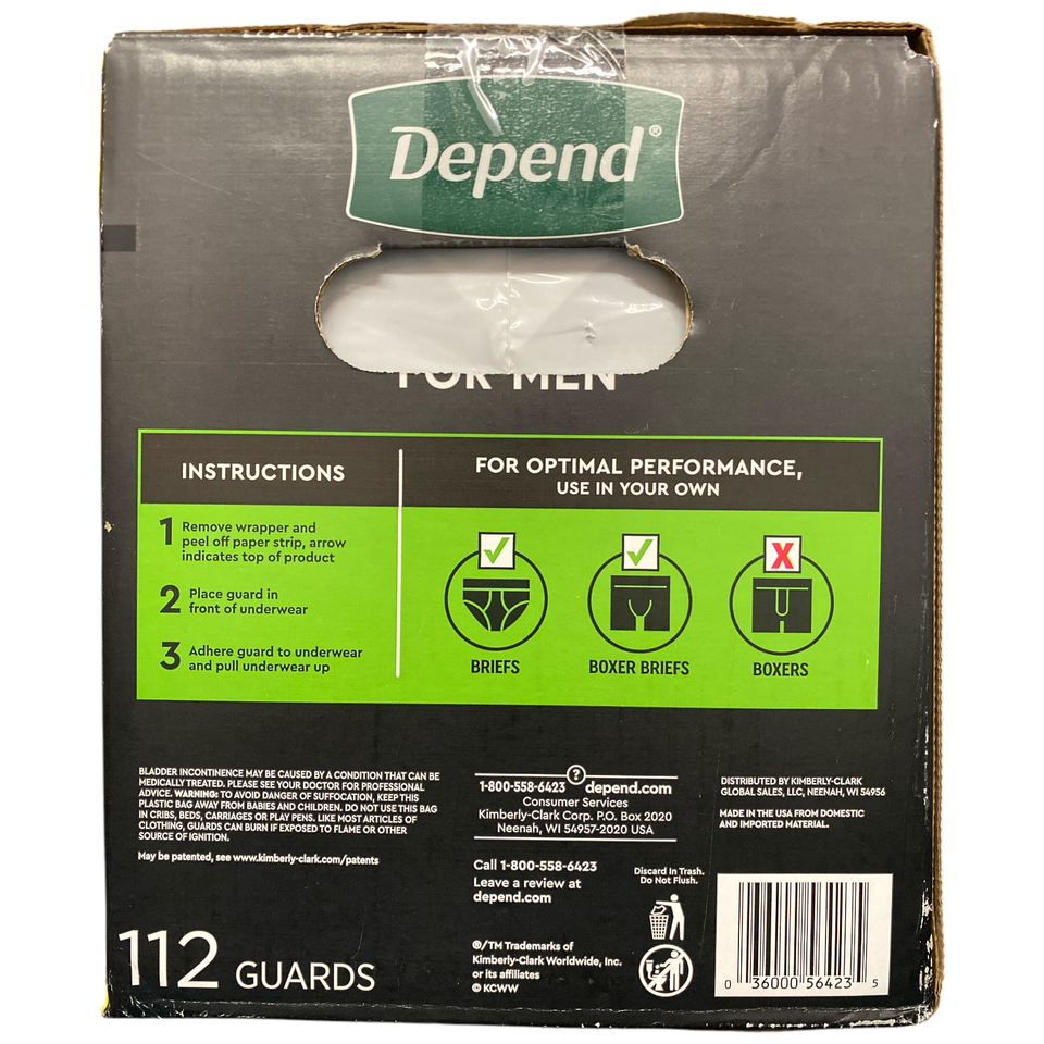 Depend Incontinence Guards for Men, Maximum Absorbency, 112 ct ...