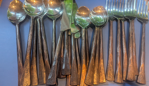 23 PIECES HAND FORGED RUSTIC LODGE LOOK STAINLESS FLATWARE | eBay