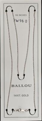 14K White Gold 18” Chain Necklace by Ballou NEW 1 Gram | eBay