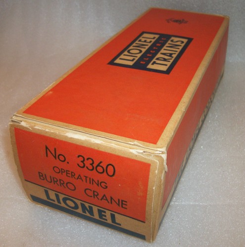 LIONEL POSTWAR 3360 BURRO CRANE MINT UNRUN ORIGINAL BOX, INSERT, SEALED ...