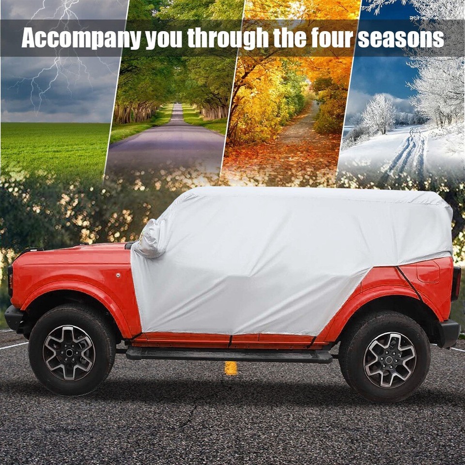 Half Car Cover for Bronco 2021 2022 4 Door Waterproof UV-Proof Outdoor ...