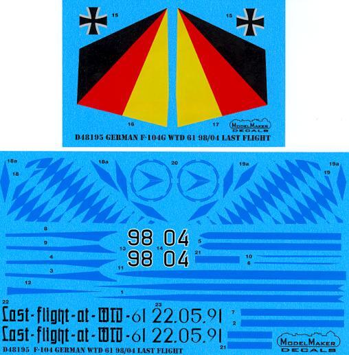 Model Maker Decals 1/48 GERMAN F-104 STARFIGHTER WTD 61 "LAST FLIGHT ...