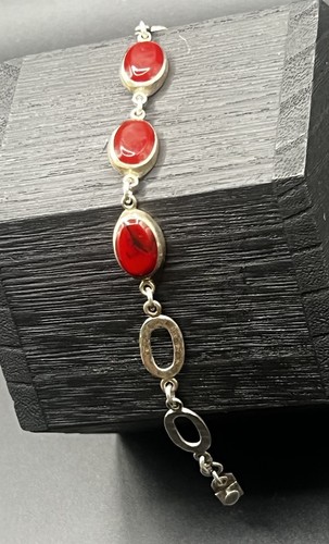 Hammered Sterling Silver Red Jasper Mexico Bracelet | eBay