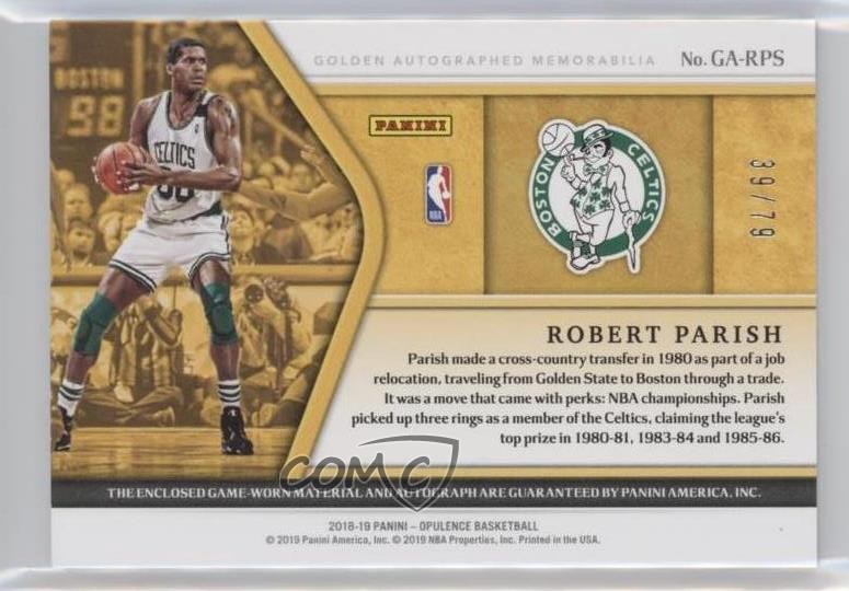 2018-19 Panini Opulence Golden Memorabilia /79 Robert Parish #GA-RPS ...