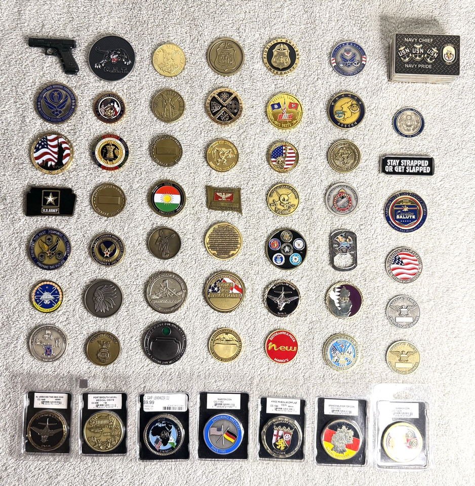 x64 Challenge Coin Lot - USSS FBI Police Delta Force Navy Army USAF ...