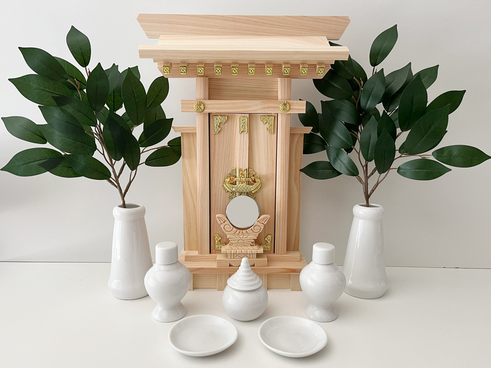 Kamidana Wooden Miniature Shinto Shrine Japanese God Altar Torii