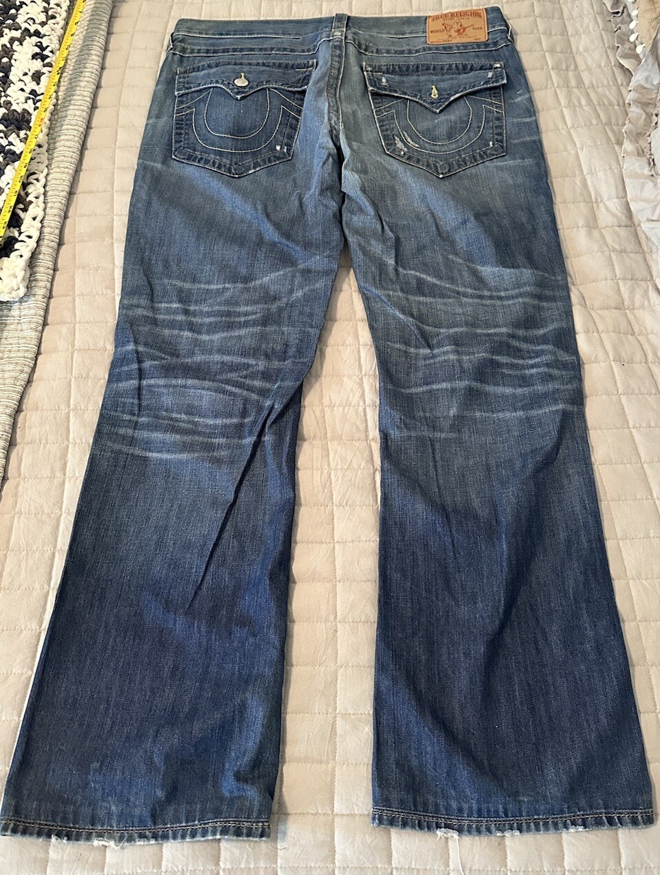 True Religion Men's Size 38x32.5 Blue Jeans Straight Leg RN# 112790 CA ...
