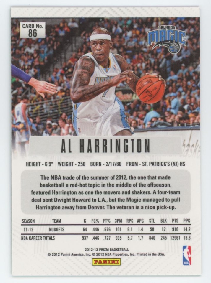 2012-13 Panini Prizm Al Harrington Orlando Magic #86 | eBay