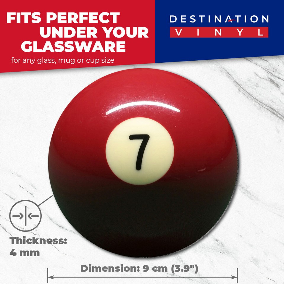 2 x Coasters - 7 Seven Pool Snooker Ball Home Gift #2414 | eBay UK