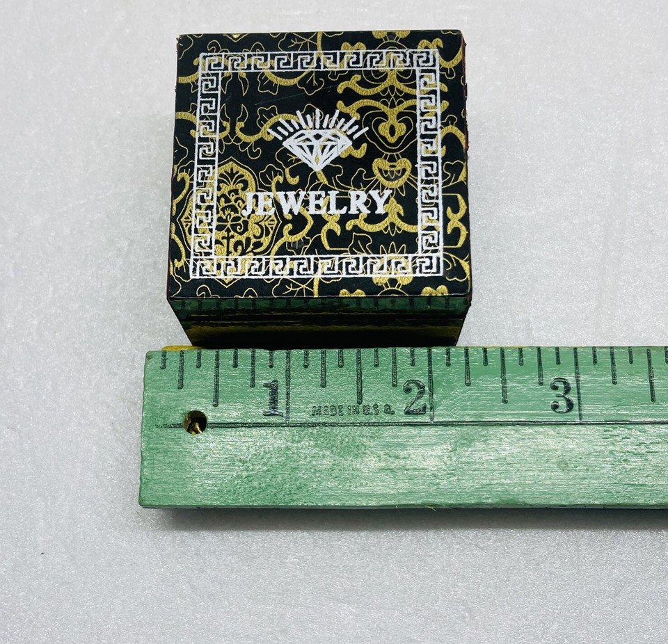 Vintage Wood Box Ring Jewelry Storage Case Diamond Art Logo Design 31 ...