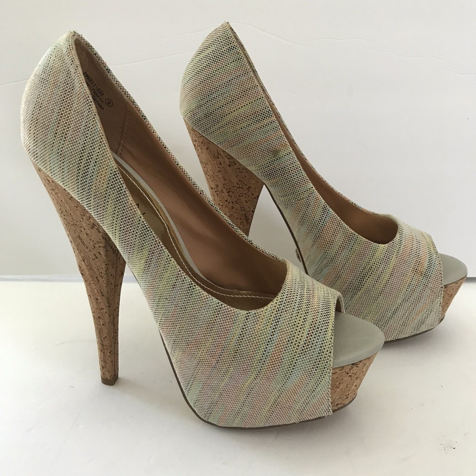 Dereon Platform Stiletto Pump Heels Open Toe Shoes Gray Grey Multicolor ...