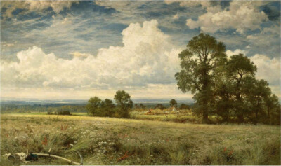 Oil painting Benjamin-Leader-A-Summer"s-Day landscape with cottage art ...