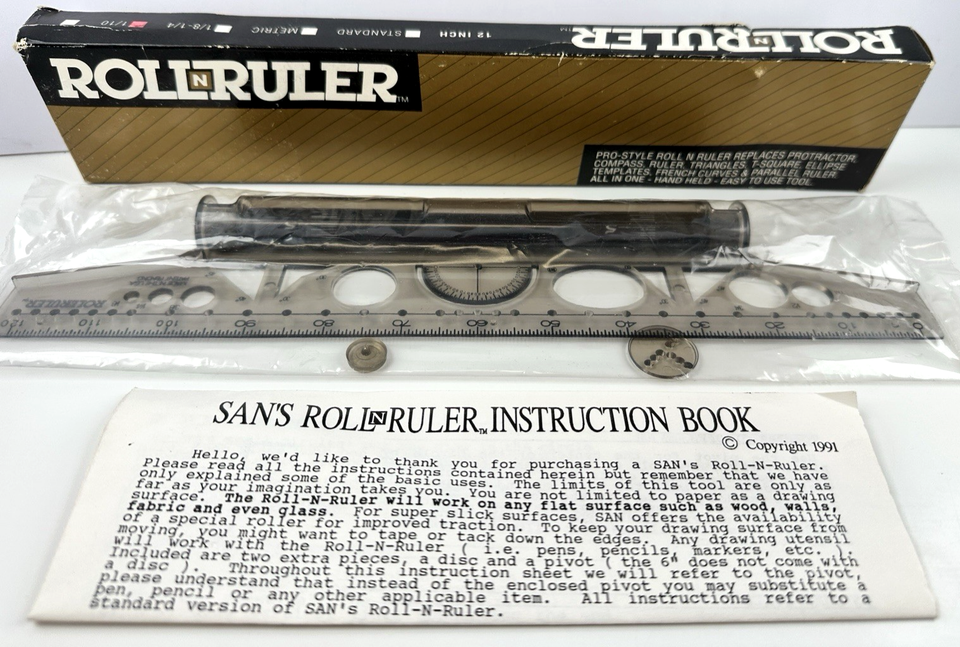San Roll N Ruler 12 Inch Long Vintage Made In USA Quilting Sewing ...
