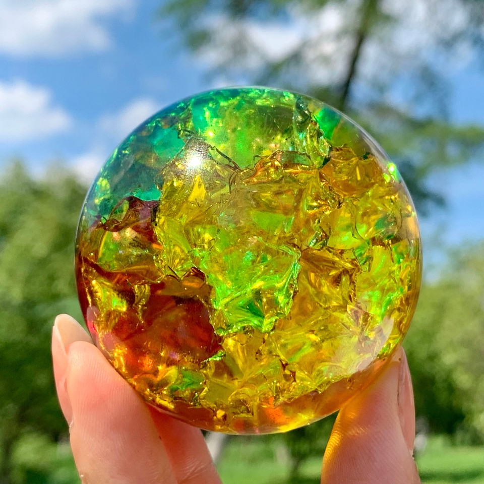 310G Natural Titanium Rainbow Quartz sphere Crystal ball Healing | eBay
