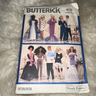 SEWING PATTERN-8 Outfits for Barbie-1 for Ken- Butterick 4533 -UNCUT ...