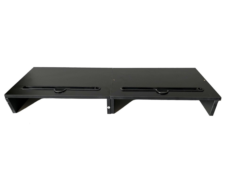 2 x Black Monitor Stand Riser Wood Stackable Computer Laptop Office ...