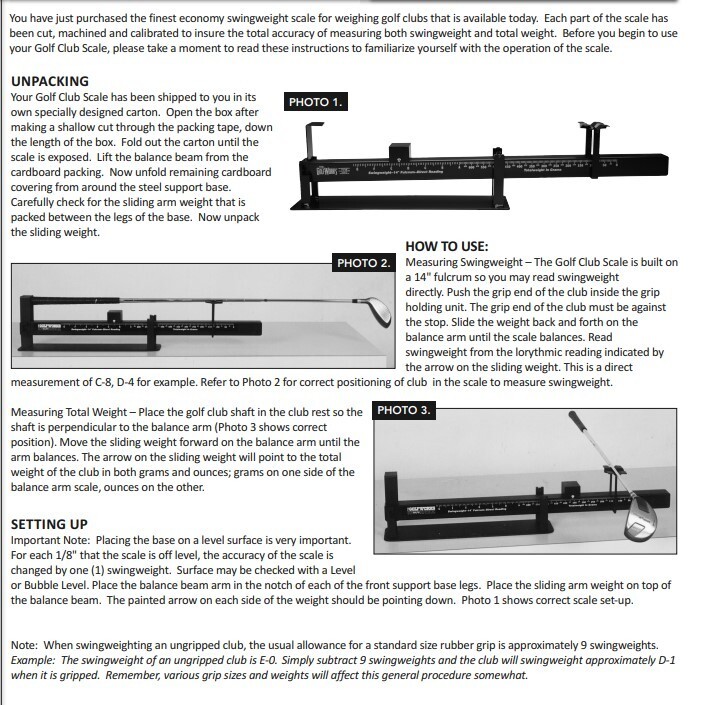 V-Line SwingWeight Scale Golf Club Swing Weight & Total Weight ...