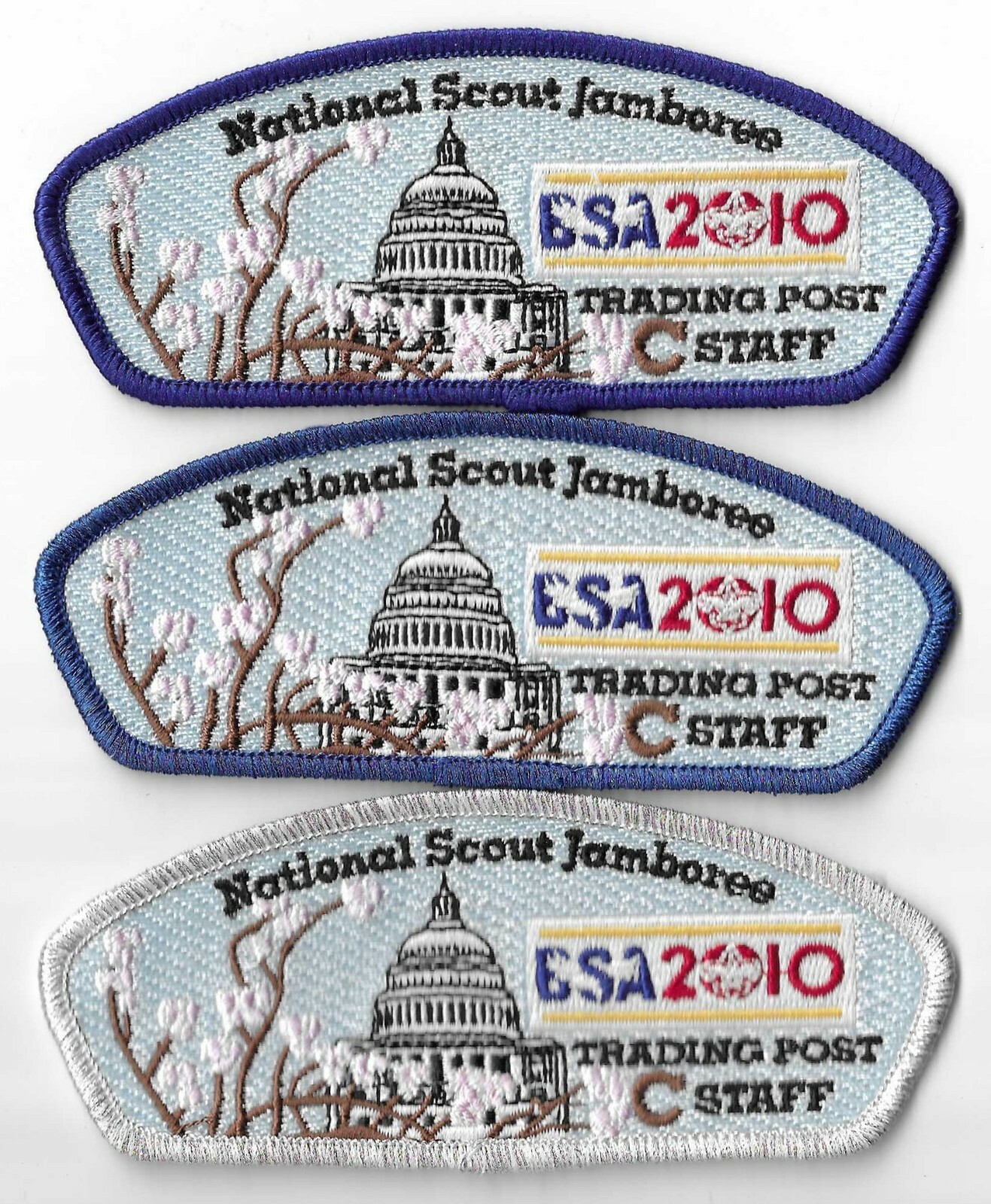 BSA 100TH NATIONAL JAMBOREE 2010 TRADING POST C SET OF 3 BLUE'S-SILVER ...