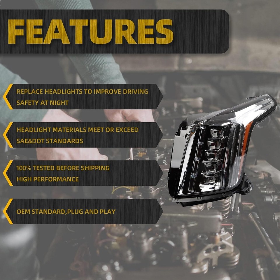 [FULL LED] DRL Headlight Assembly For Cadillac Escalade ESV 2015-2020 ...