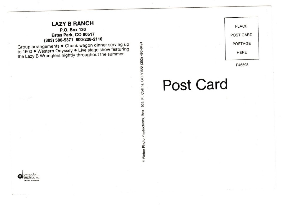 c1980 ESTES PARK COLORADO LAZY B RANCH PANORMIC ROCKY MOUNTAINS ...