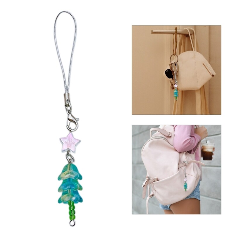 Handmade Phone Lanyard Fashion Keychain Christmas Tree Phone Chains for ...