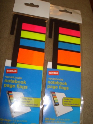 STAPLES REPOSITIONABLE NOTEBOOK PAGE FLAGS LOT OF 2 | eBay