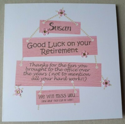 Personalised Handmade Retirement Good Luck Leaving Work/New Job or ...