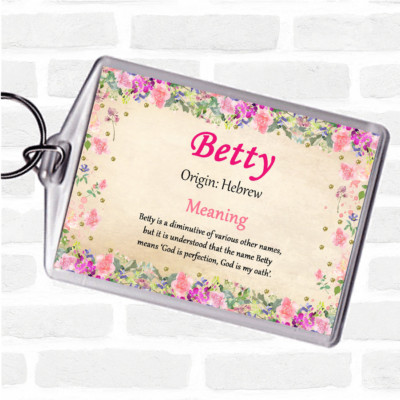 Betty Name Meaning Bag Tag Keychain Keyring Floral | eBay UK