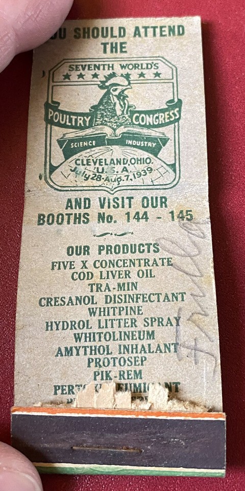 Matchbook Cover Whitmoyer Laboratories Inc. Chemists Myerstown ...