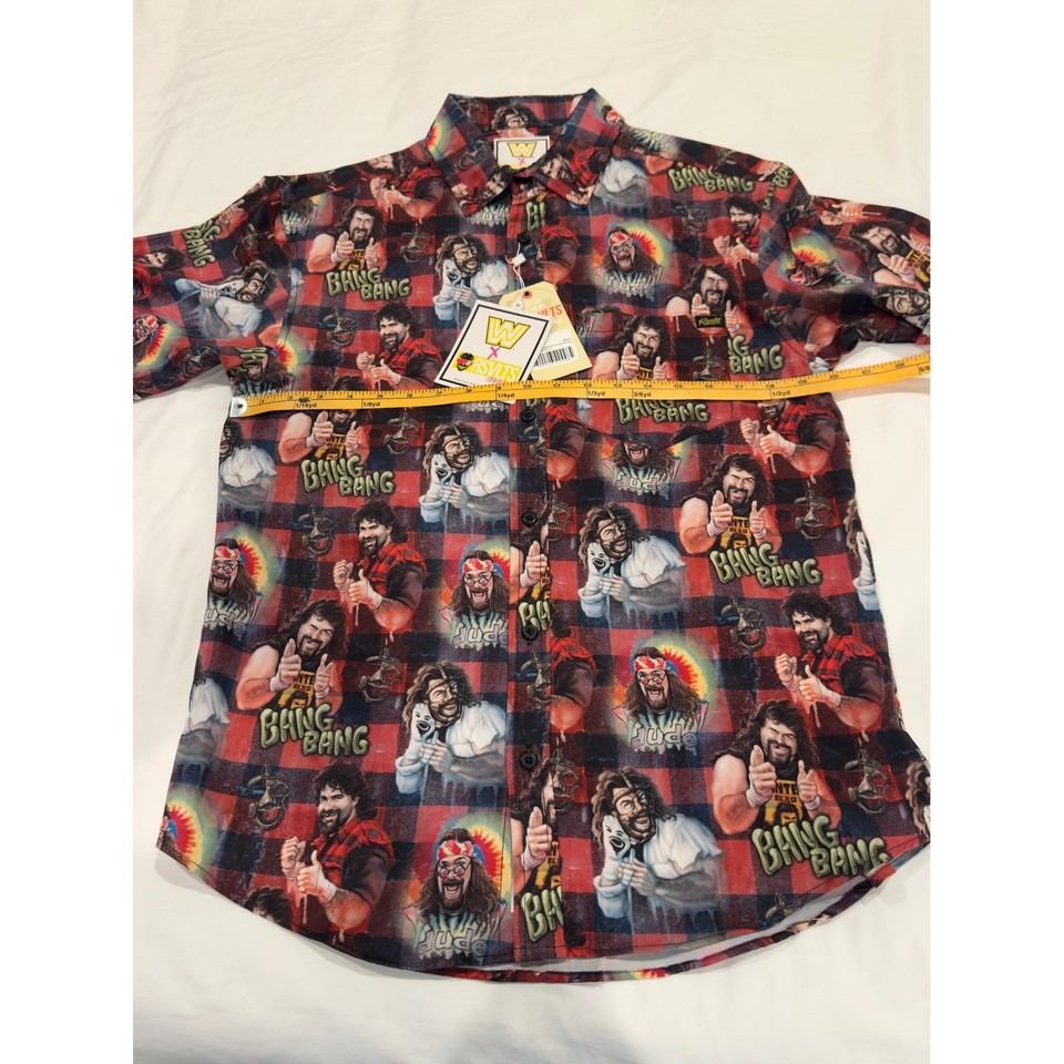 RSVLTS WWE Mens Mick Foley Short Sleeve Button Up Shirt "Have a Nice ...