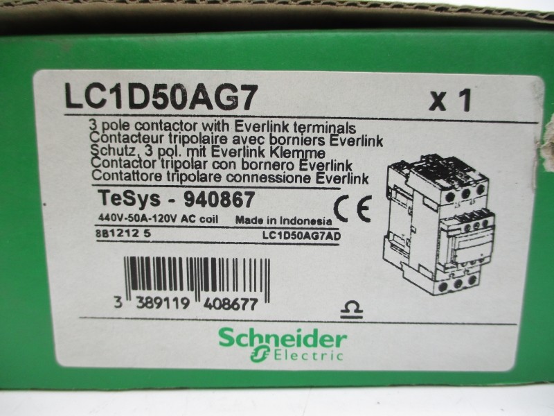SCHNEIDER ELECTRIC LC1D50AG7 120VAC 50A NSMP | eBay