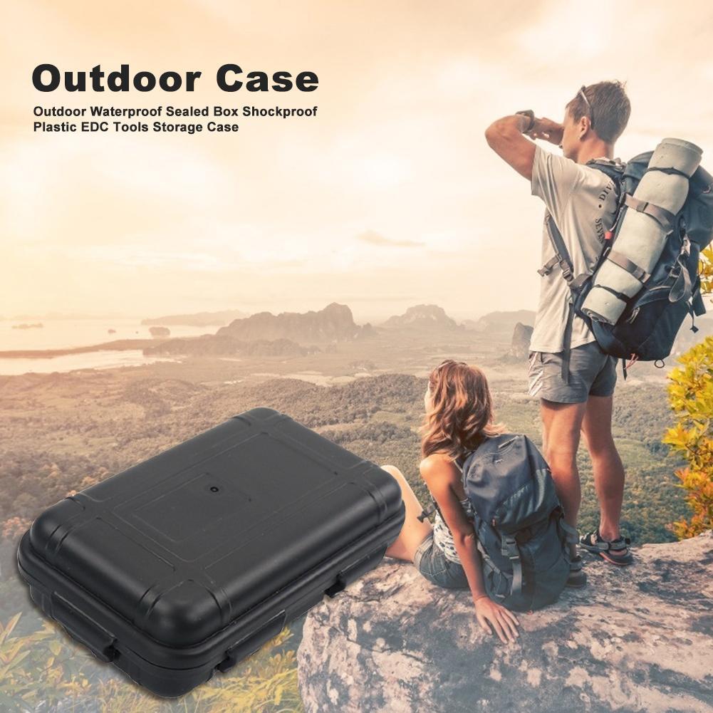 Outdoor Waterproof Sealed Box Shockproof EDC Tools Storage Case (Black ...