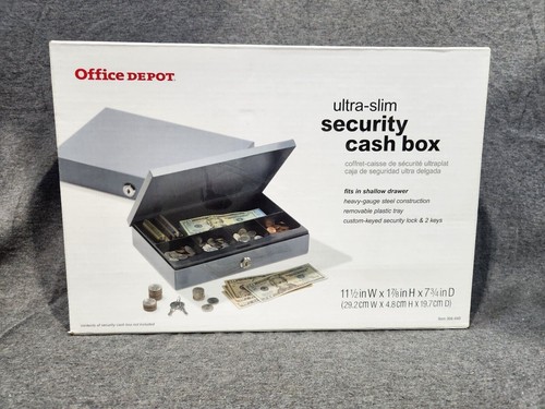 Office Depot Brand Ultra-Slim Cash Box With Security Lock | eBay