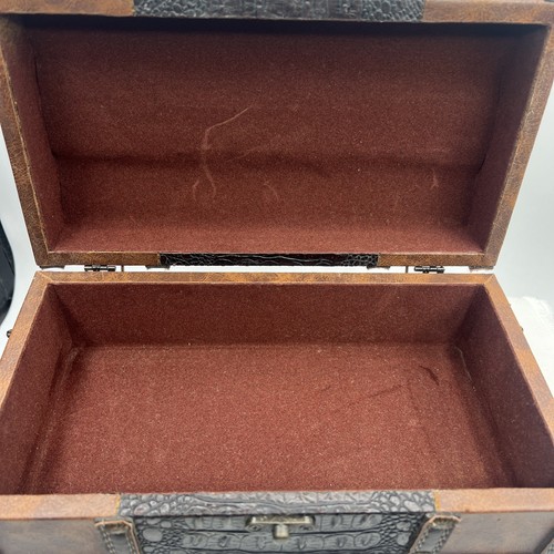 Leather Treasure Chest Box Decorative Storage Chest Box with Lock Lined ...
