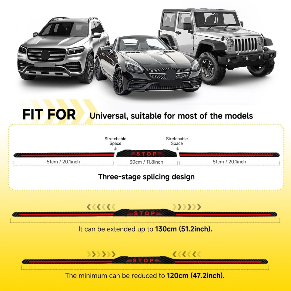 Carbon Fiber LED Tail Brake Light Strip Rear Spoiler Lip Trim Universal ...